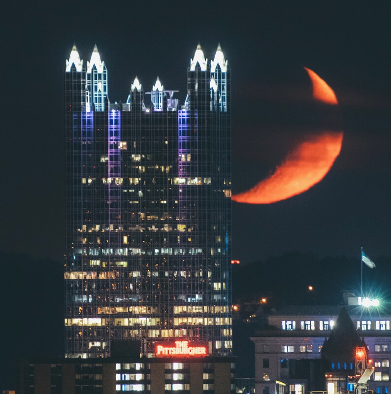 The Moon Over the Spires Moon and PPG Place Pittsburgh | Etsy