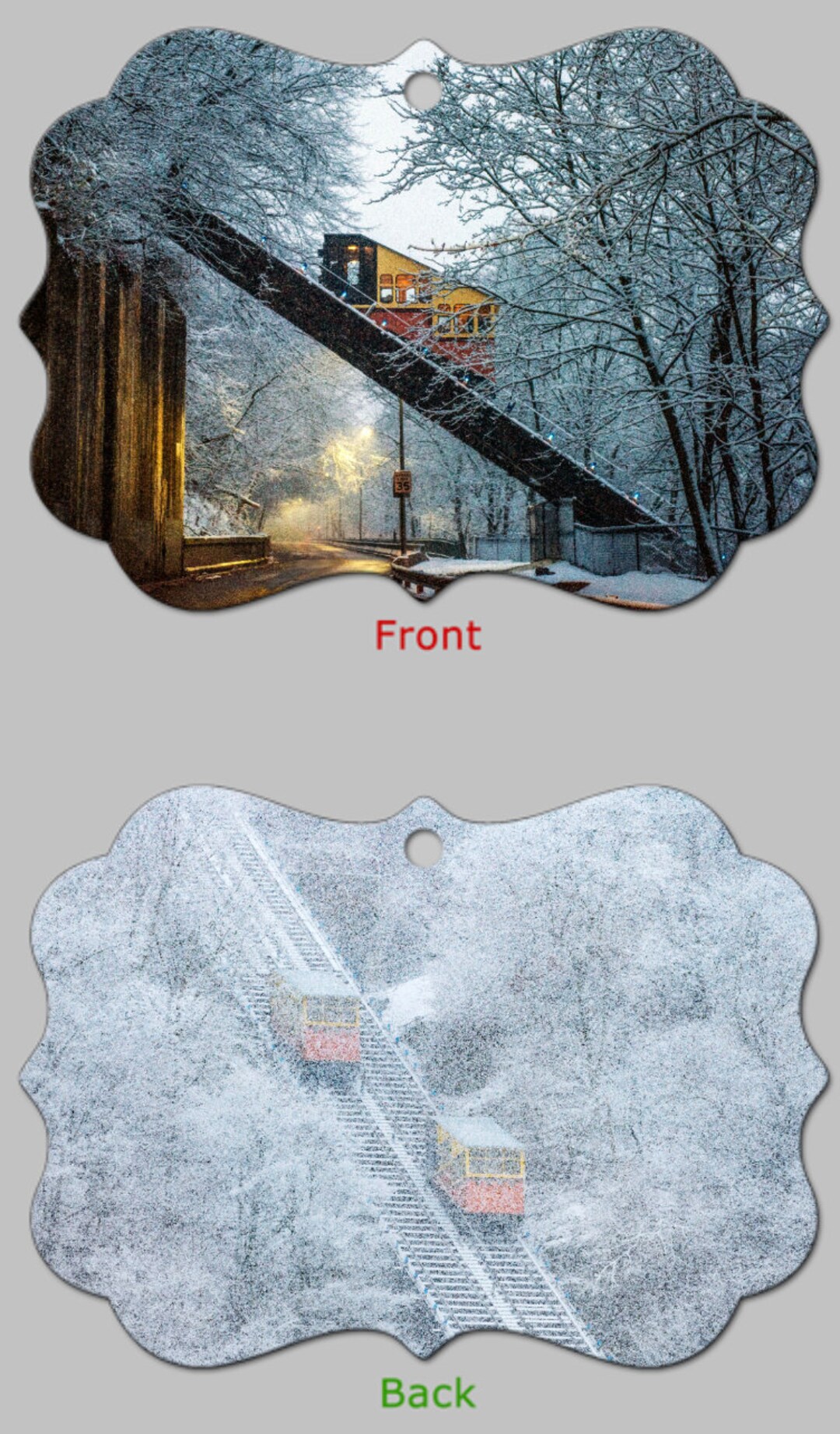 The Mon Incline in the Snow - Pittsburgh Christmas Ornaments - Etsy