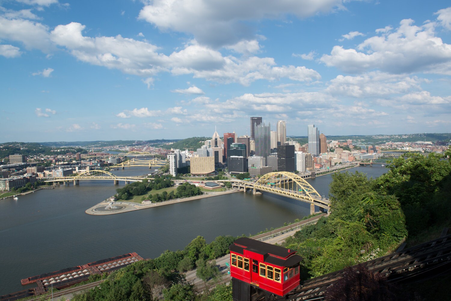 The Duquesne Incline Climbs Mt. Washington on a Beautiful Summer ...