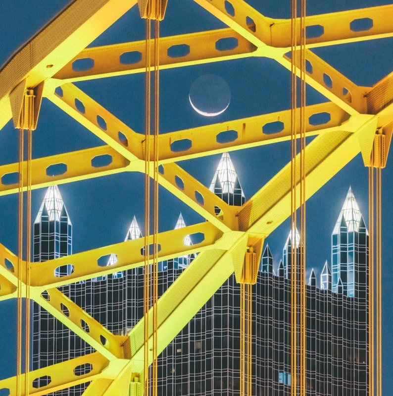 The Moon Over the Spires Moon and PPG Place Pittsburgh | Etsy