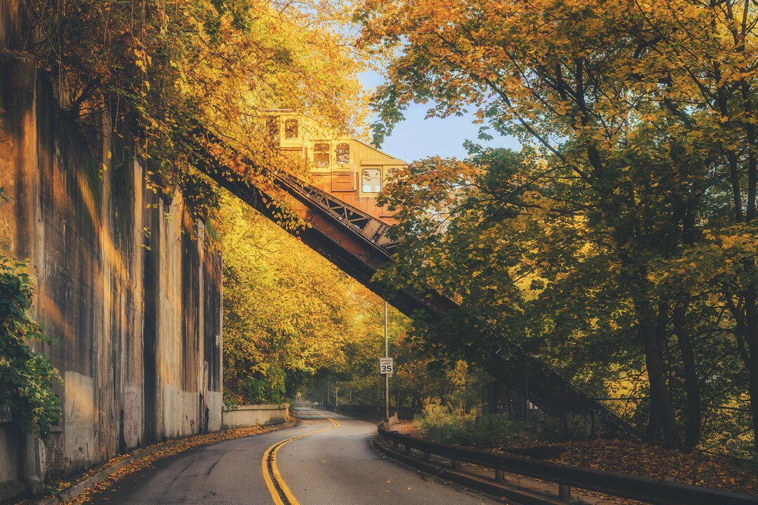 Framing of the Mon Incline in the Fall - Pittsburgh Skyline - Various ...