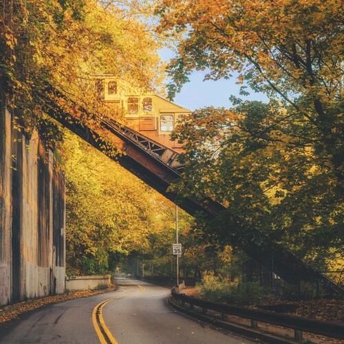 Framing of the Mon Incline in the Fall Pittsburgh Skyline - Etsy