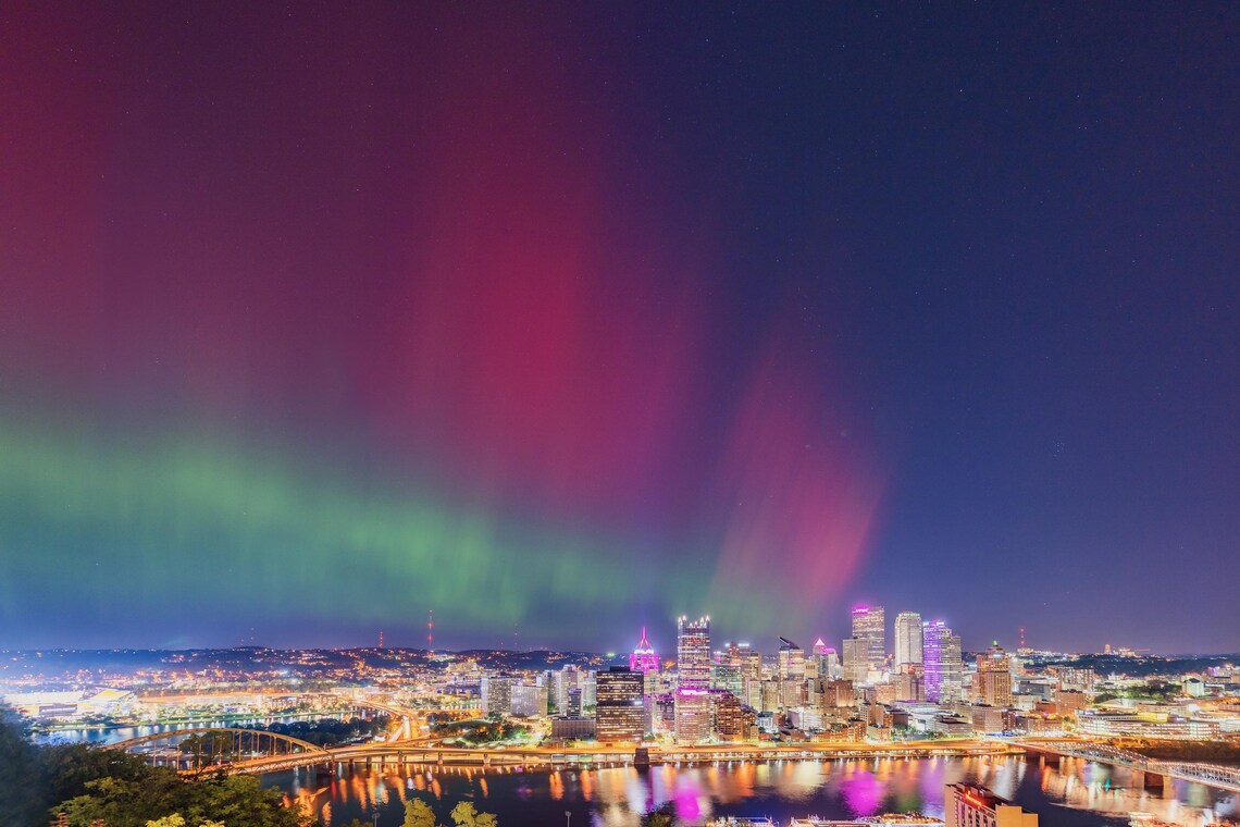 Northern Lights Over Pittsburgh - Pittsburgh Skyline - Various Prints ...