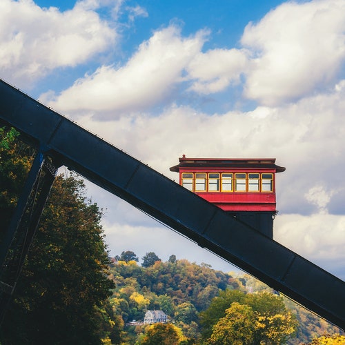 Framing of the Mon Incline in the Fall Pittsburgh Skyline - Etsy