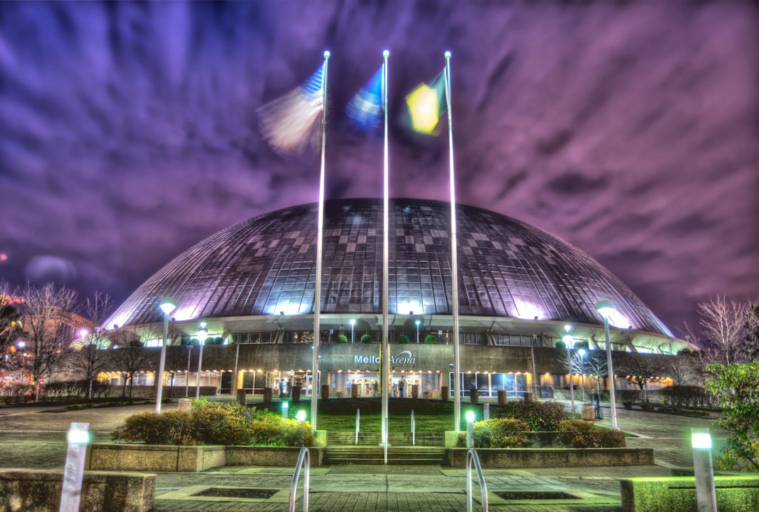 The Civic Arena or Igloo Under Colorful Skies - Metal Print - Etsy