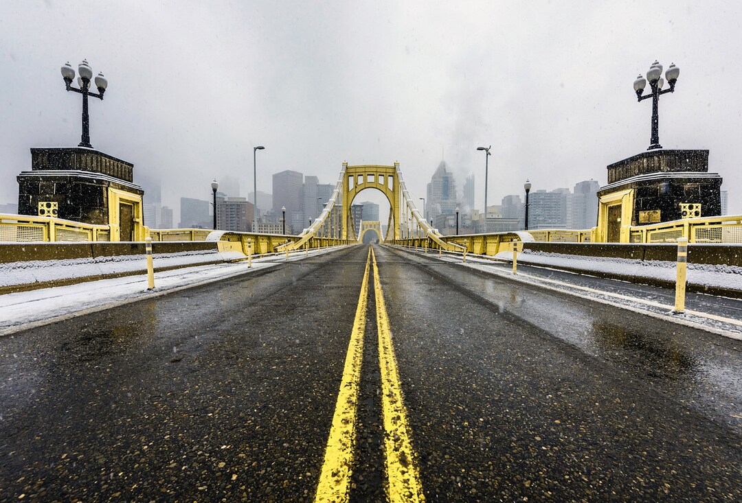 The Snow Covered Clemente Bridge in Pittsburgh - Various Prints - Etsy