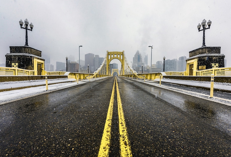The Snow Covered Clemente Bridge in Pittsburgh Various - Etsy