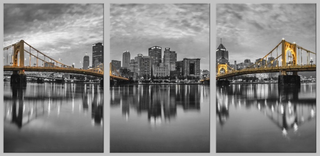 Black and Gold Bridges - Pittsburgh Triptych - Various Formats - Etsy