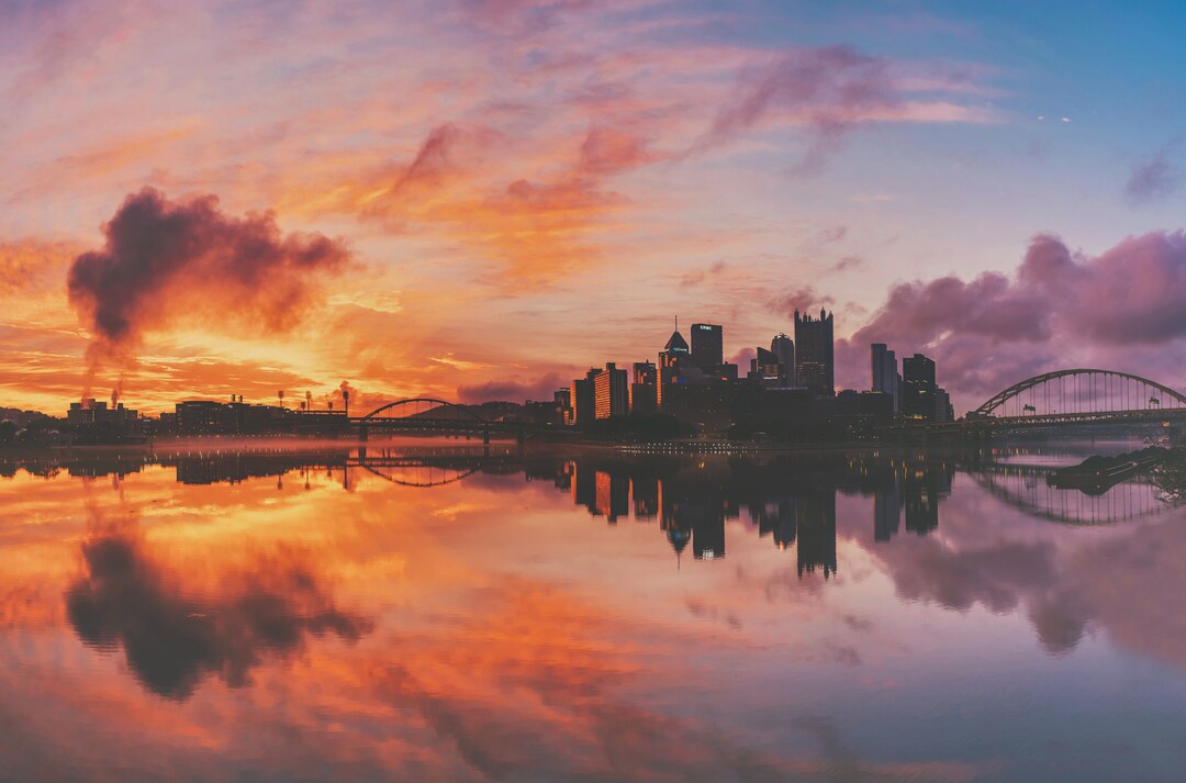 An Explosion of Fire Pittsburgh Skyline Various Prints - Etsy
