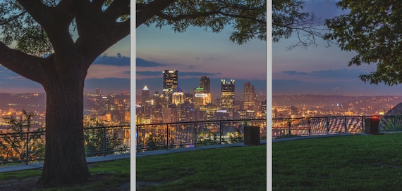 A Tree Frames Pittsburgh From the West End Overlook During a | Etsy