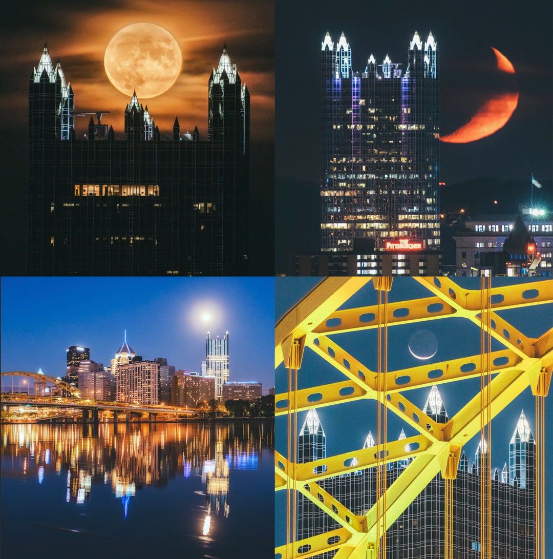 The Moon Over the Spires Moon and PPG Place Pittsburgh - Etsy