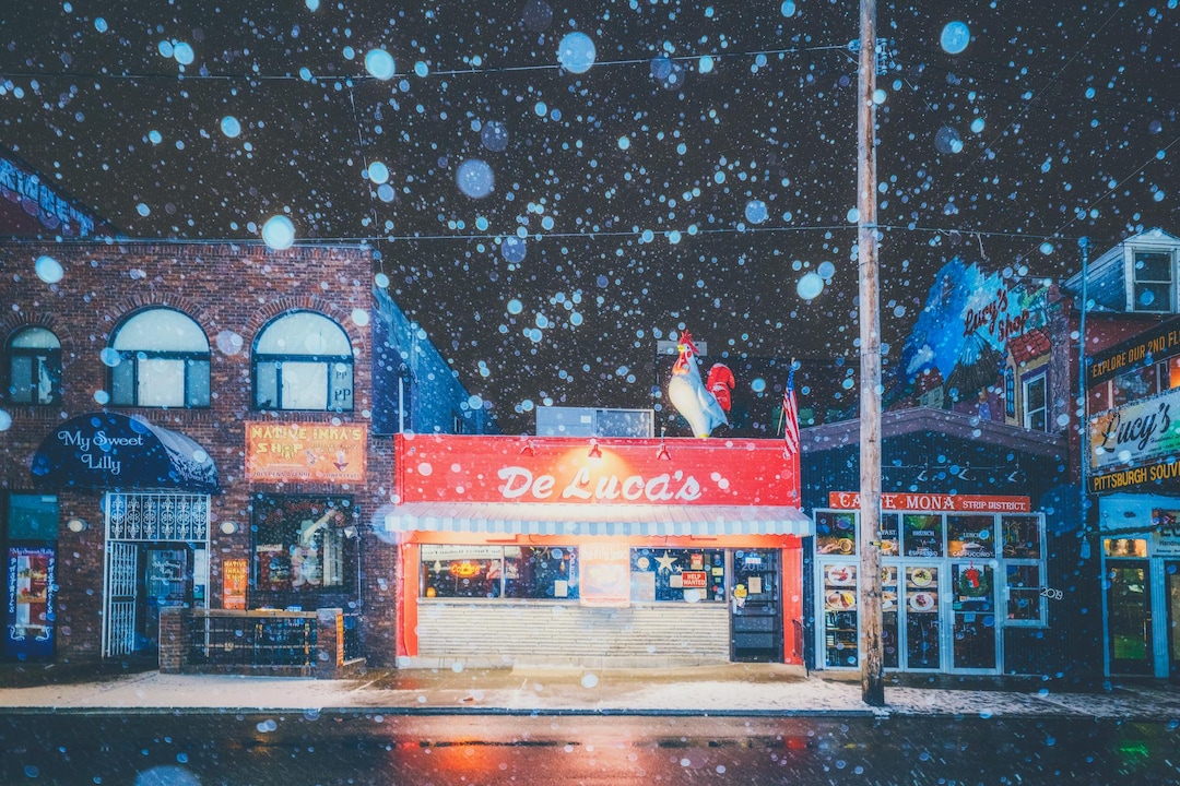 A Snowglobe of Deluca's in the Strip - Pittsburgh Skyline - Various ...