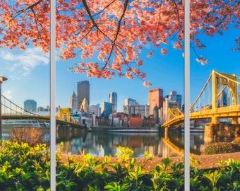 A Colorful Morning in Pittsburgh Pittsburgh Triptych Various Formats - Etsy