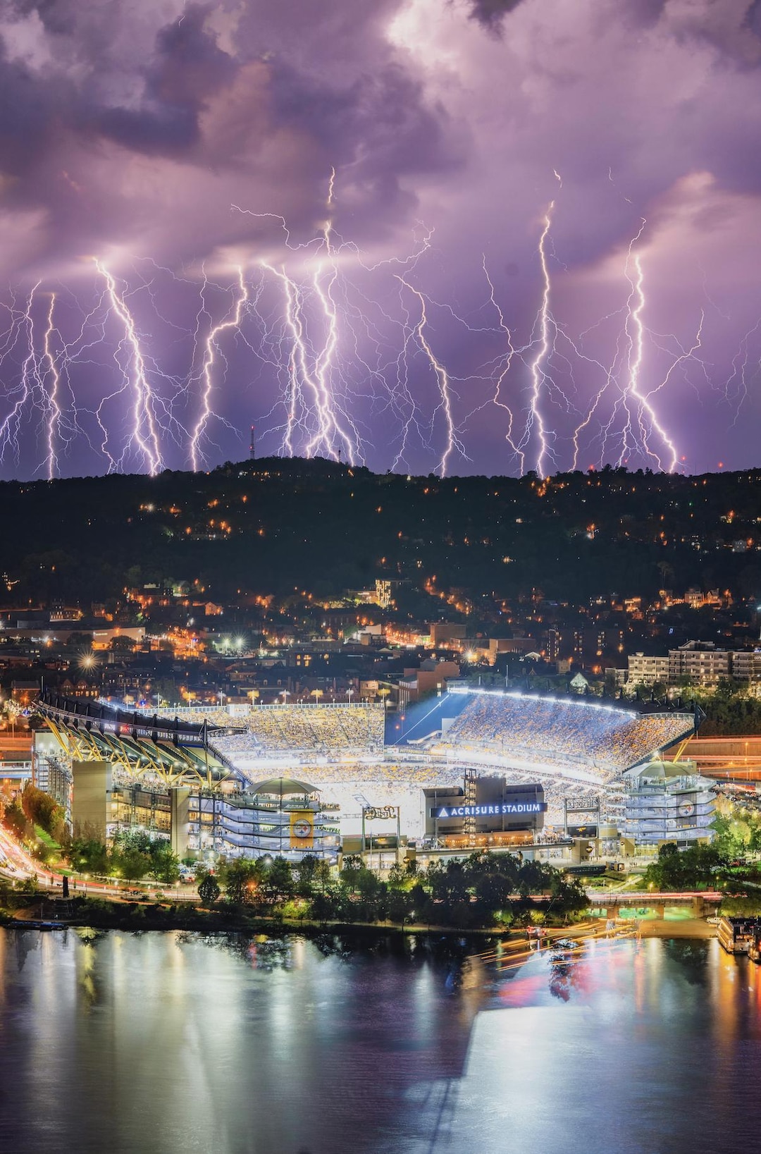 Lightning Over Acrisure Stadium - Pittsburgh Skyline - Various Prints ...
