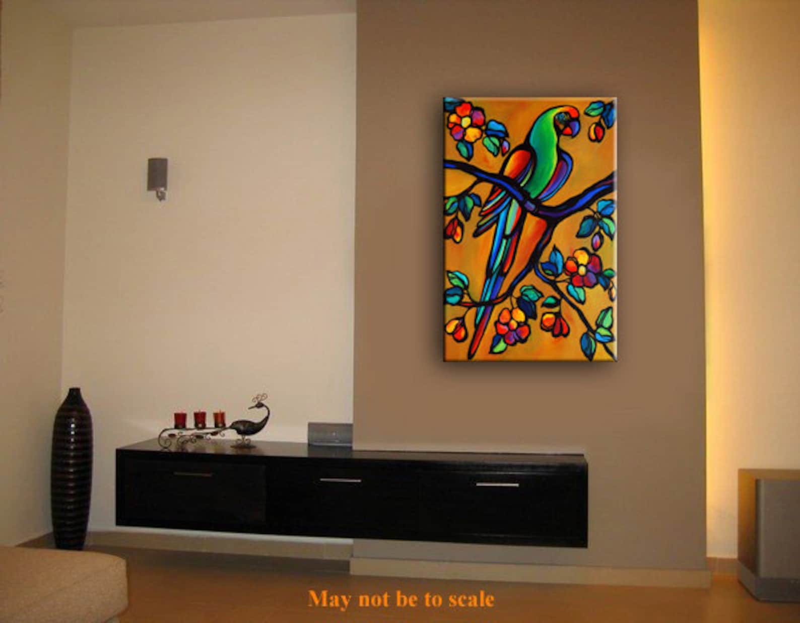 24 X 36 Original Acrylic Painting Abstract Art Animals Birds Macaw by ...