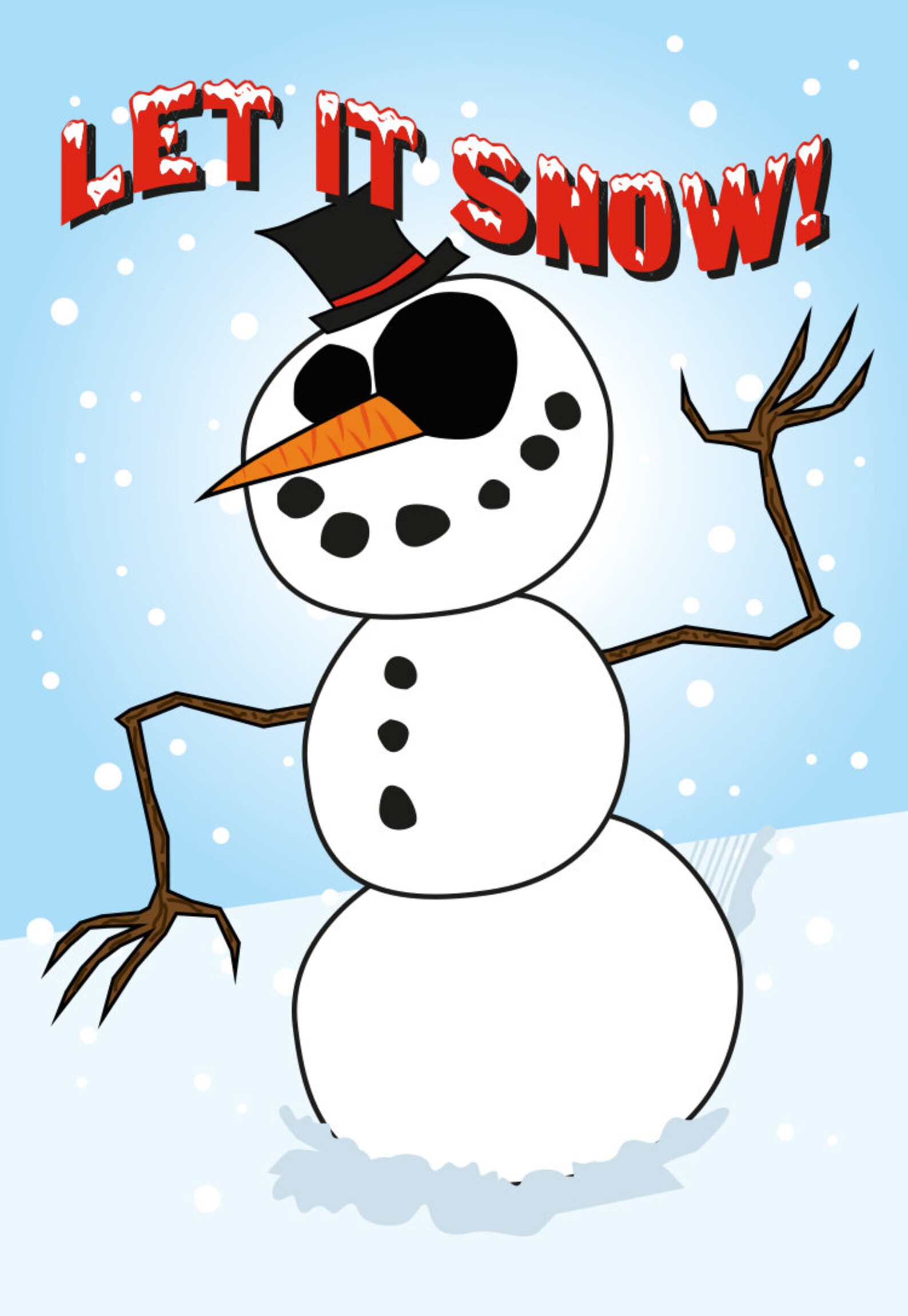 Silly Snowman "let It Snow" Blank Christmas Card/holiday Card/funny ...