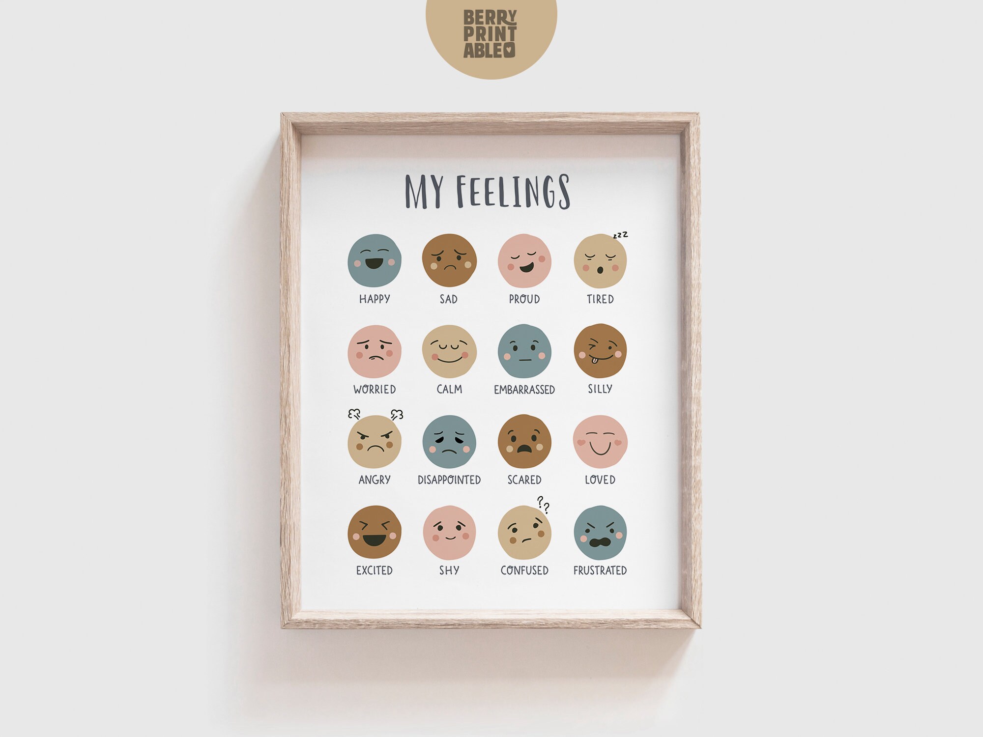 Neutral Feelings Printable Chart, Emotions Poster, Montessori ...