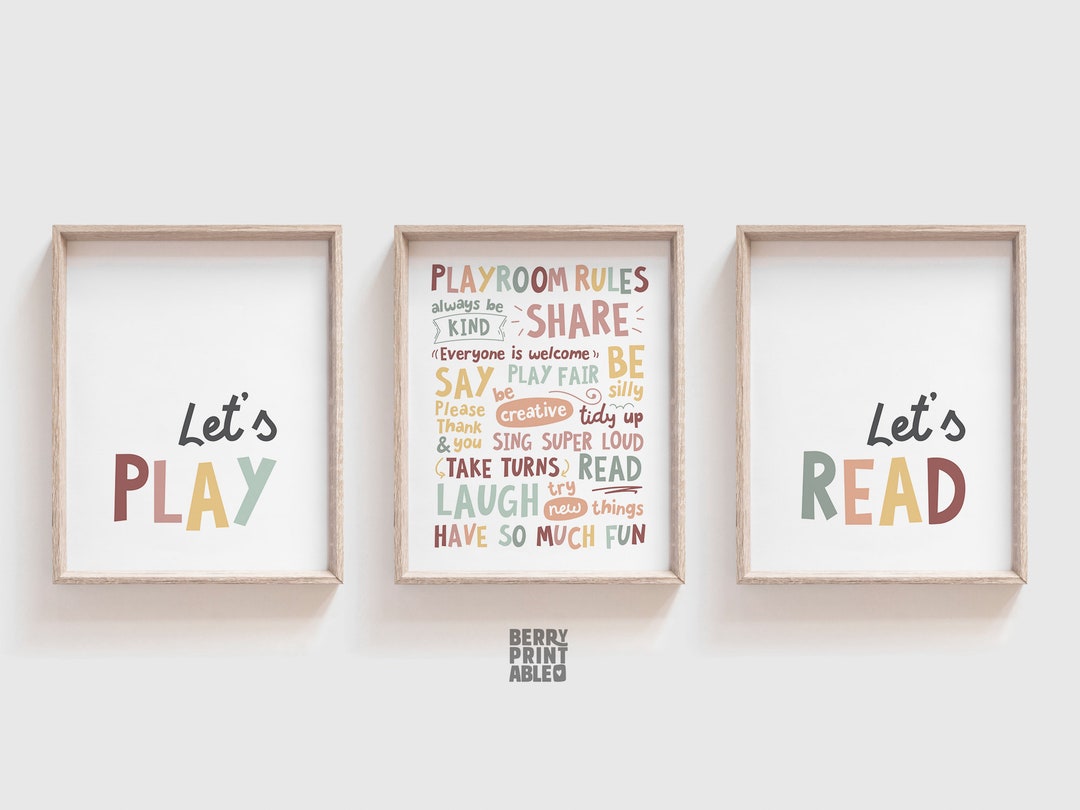 Playroom Rules Printable Wall Art, Kids Room Decor, Let's Play Let's ...