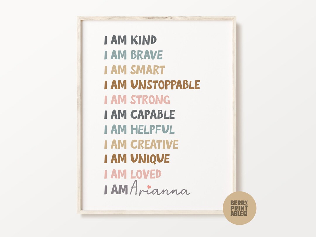 Affirmations Printable Wall Art, Custom Affirmations for Kids, Daily ...