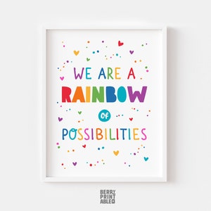 We Are a Rainbow of Possibilities Wall Art, Kids Printable Decor ...