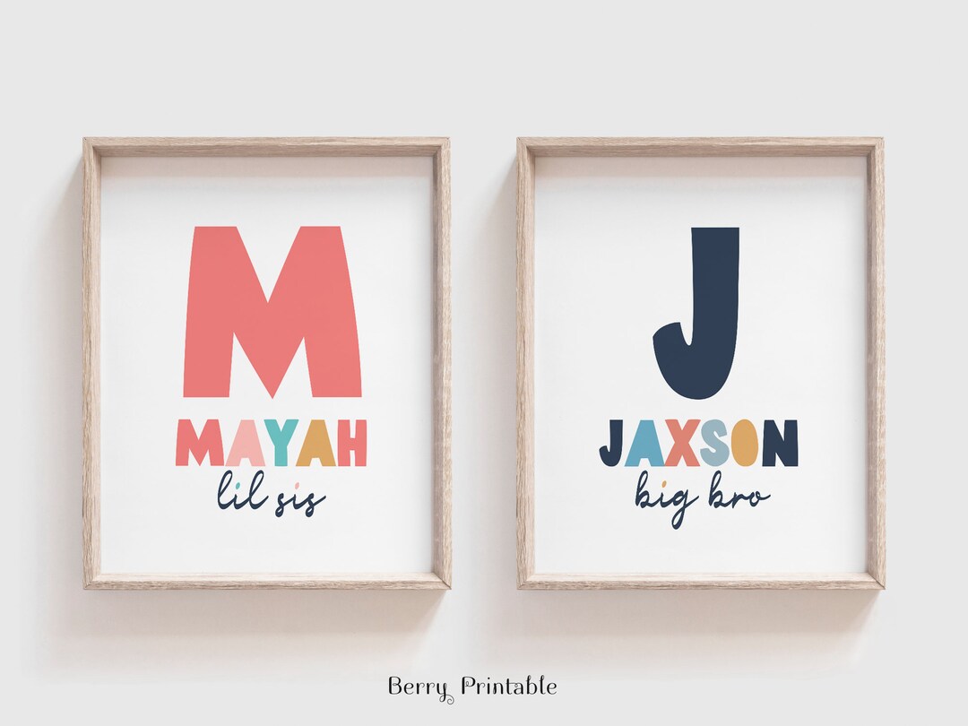 Siblings Room Printable Wall Art Custom Name Poster Brother - Etsy