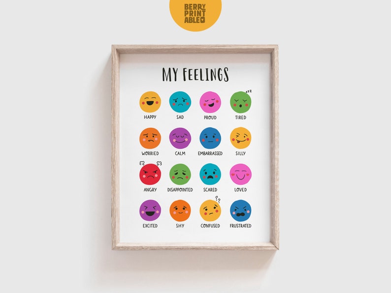My Feelings Printable Chart, Emotions Poster, Primary Colors Sign ...
