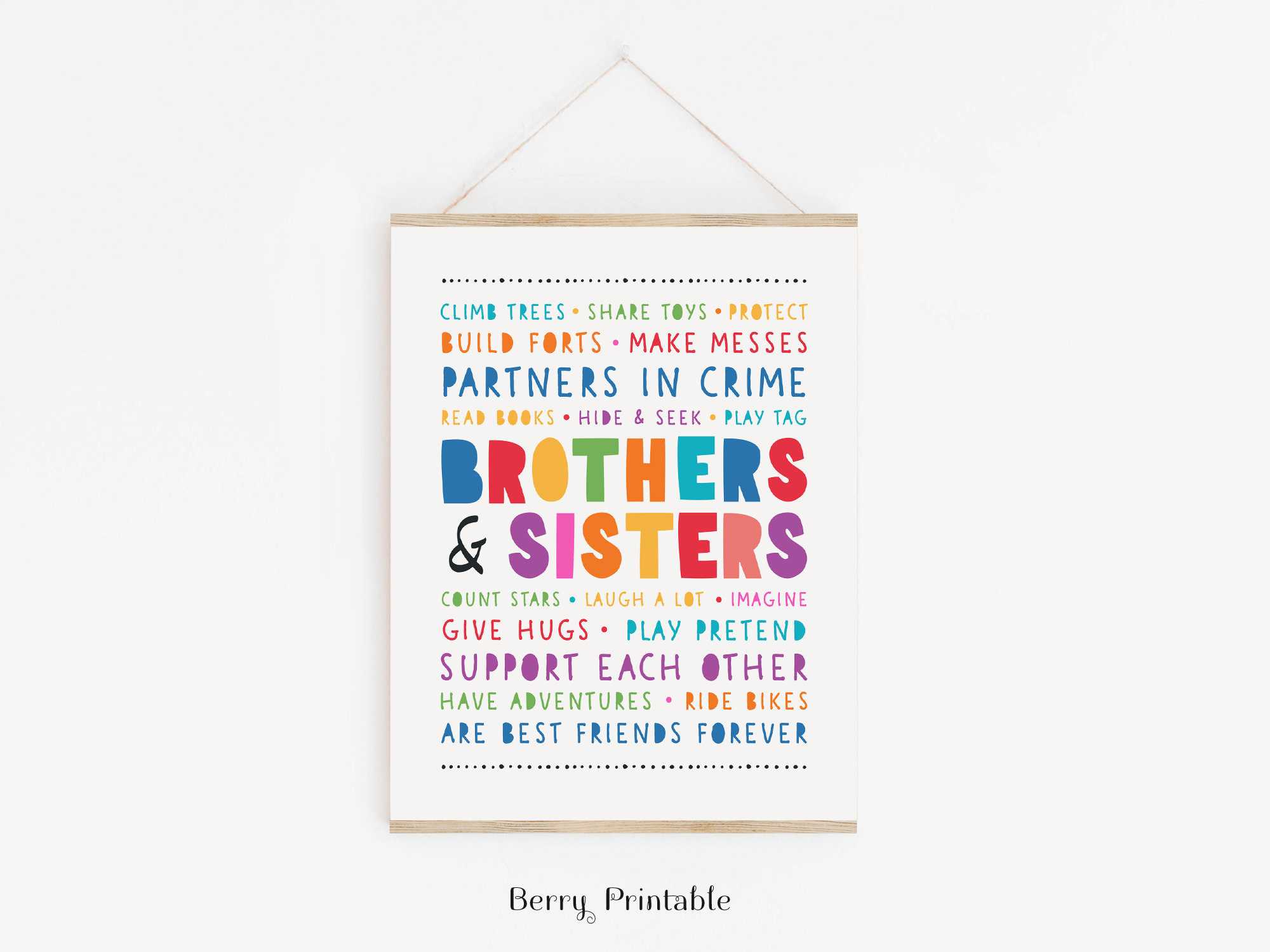 Brothers and Sisters Printable Sign Shared Room Poster - Etsy