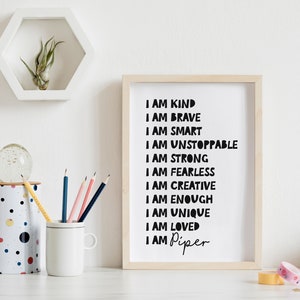 Affirmations Printable Wall Art, Custom Kids Playroom Sign, Daily ...