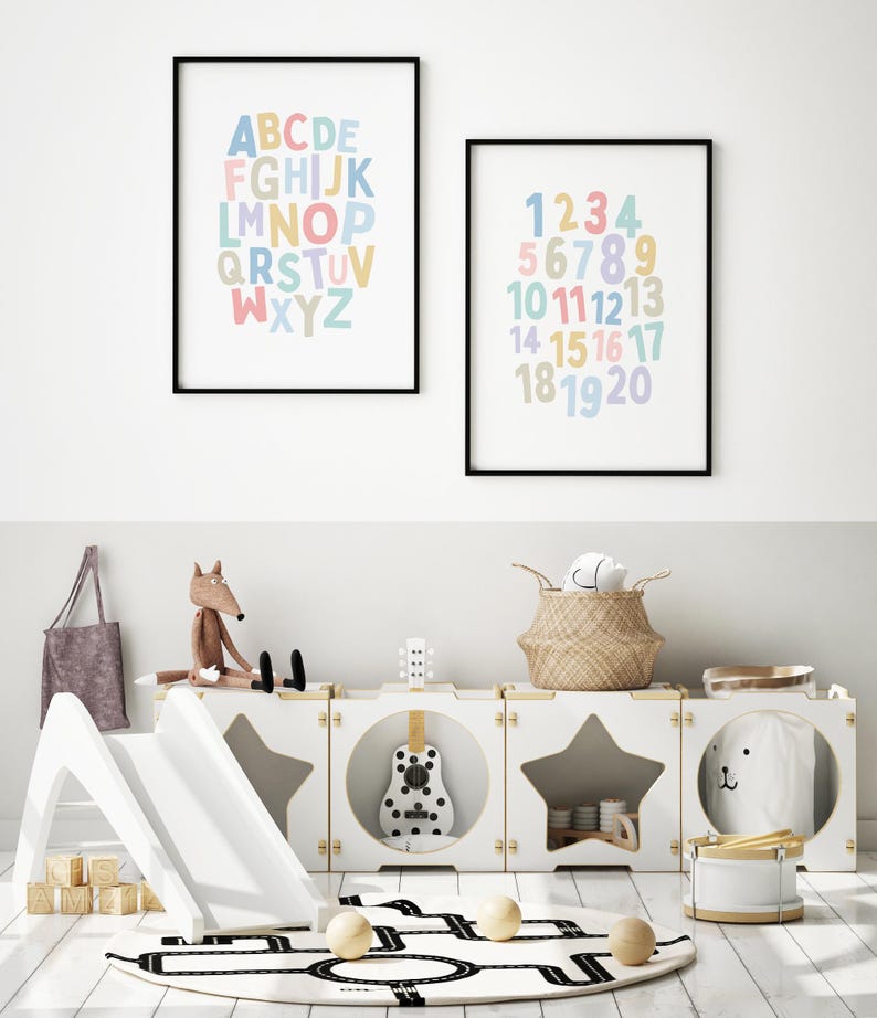 Playroom Set of 2, Alphabet Printable Sign, Kids Playroom Wall Art ...