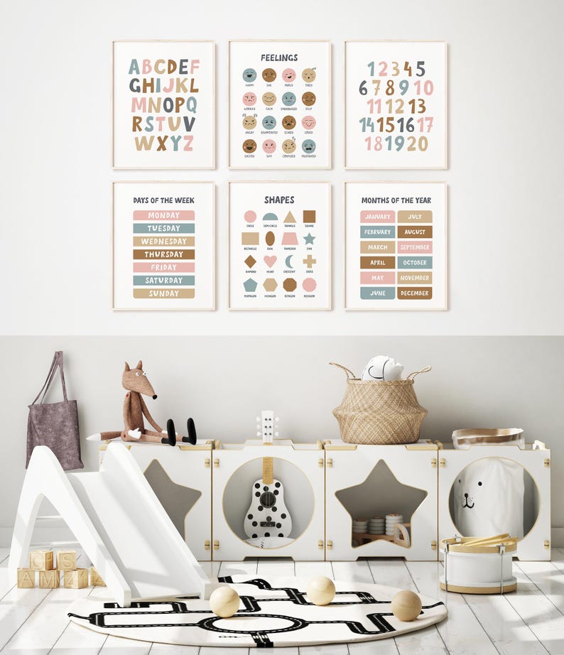 Neutral Classroom Decor Set of 6, Kids Playroom, My Feelings Poster ...