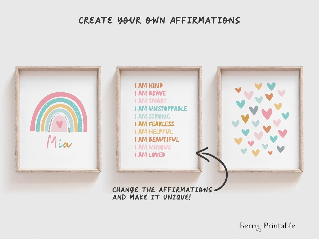 Affirmations Printable Wall Art, Custom Name Poster, Daily Reminder ...