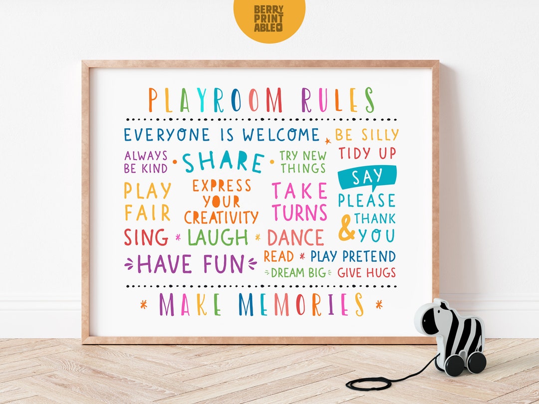 Playroom Rules Wall Art, Kids Room Decor, Playroom Sign, Primary Colors ...