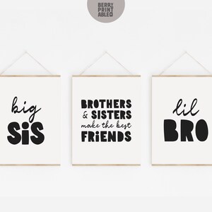 Brothers & Sisters Printable Set of 3, Big Sis Lil Bro Poster, Kids ...