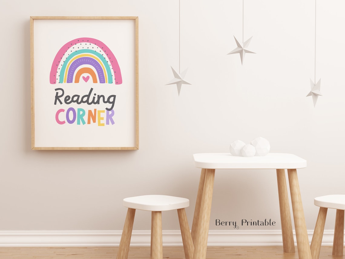Reading Corner Wall Art Girl Room Decor Playroom Sign - Etsy