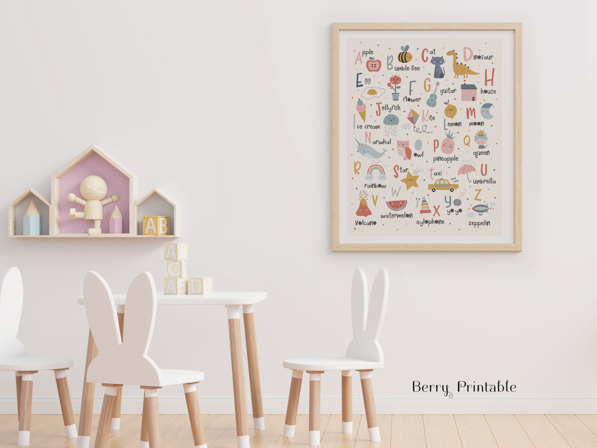 Alphabet Poster Printable Wall Art ABC Sign Kids Room - Etsy Canada