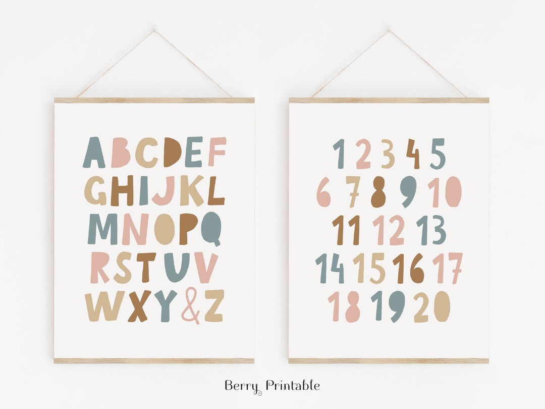 Playroom Printable, Alphabet Poster, Numbers Sign, Kids Playroom Wall ...