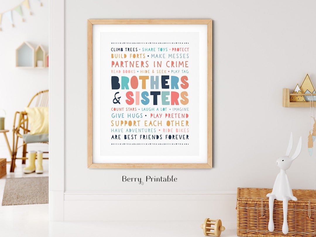 Brothers and Sisters Printable Sign, Shared Room Poster, Playroom Decor ...