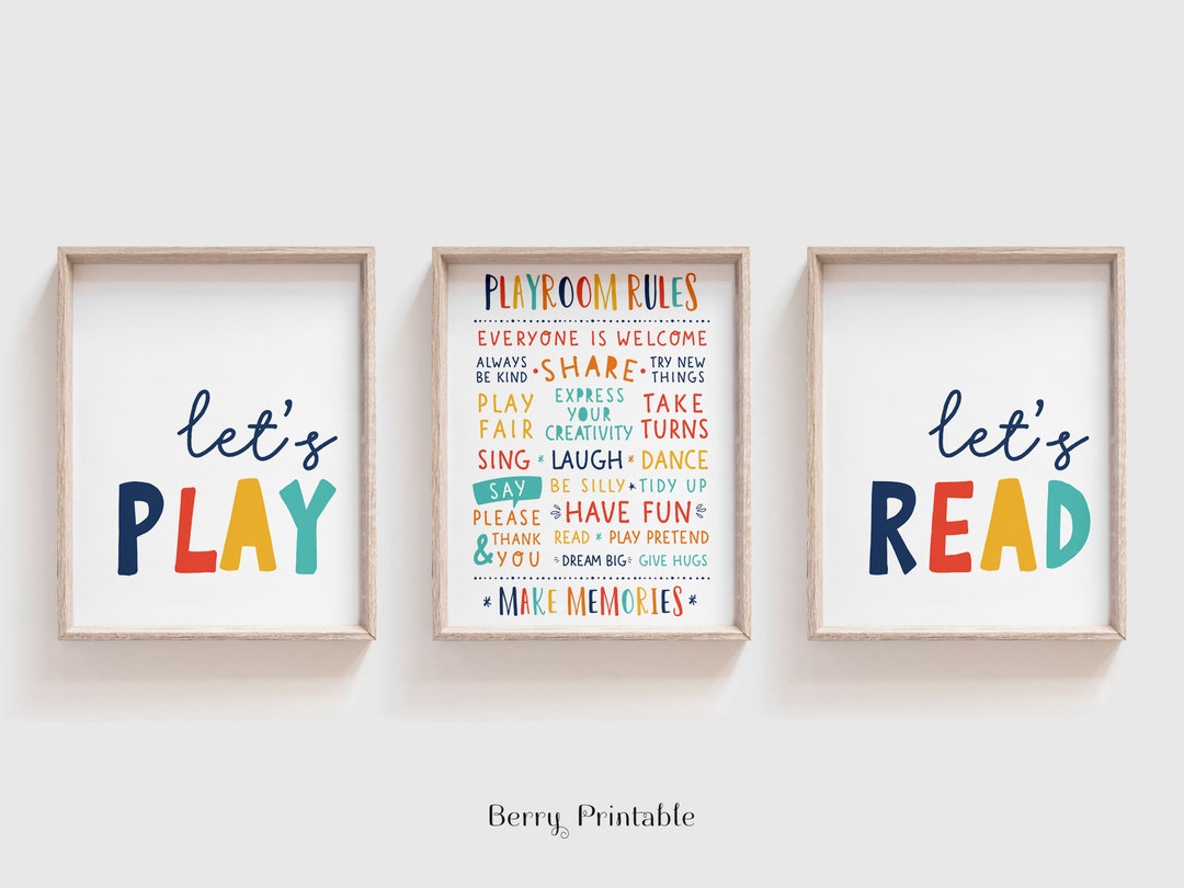 Playroom Rules Printable Wall Art, Boy Room Decor, Let's Play Let's ...