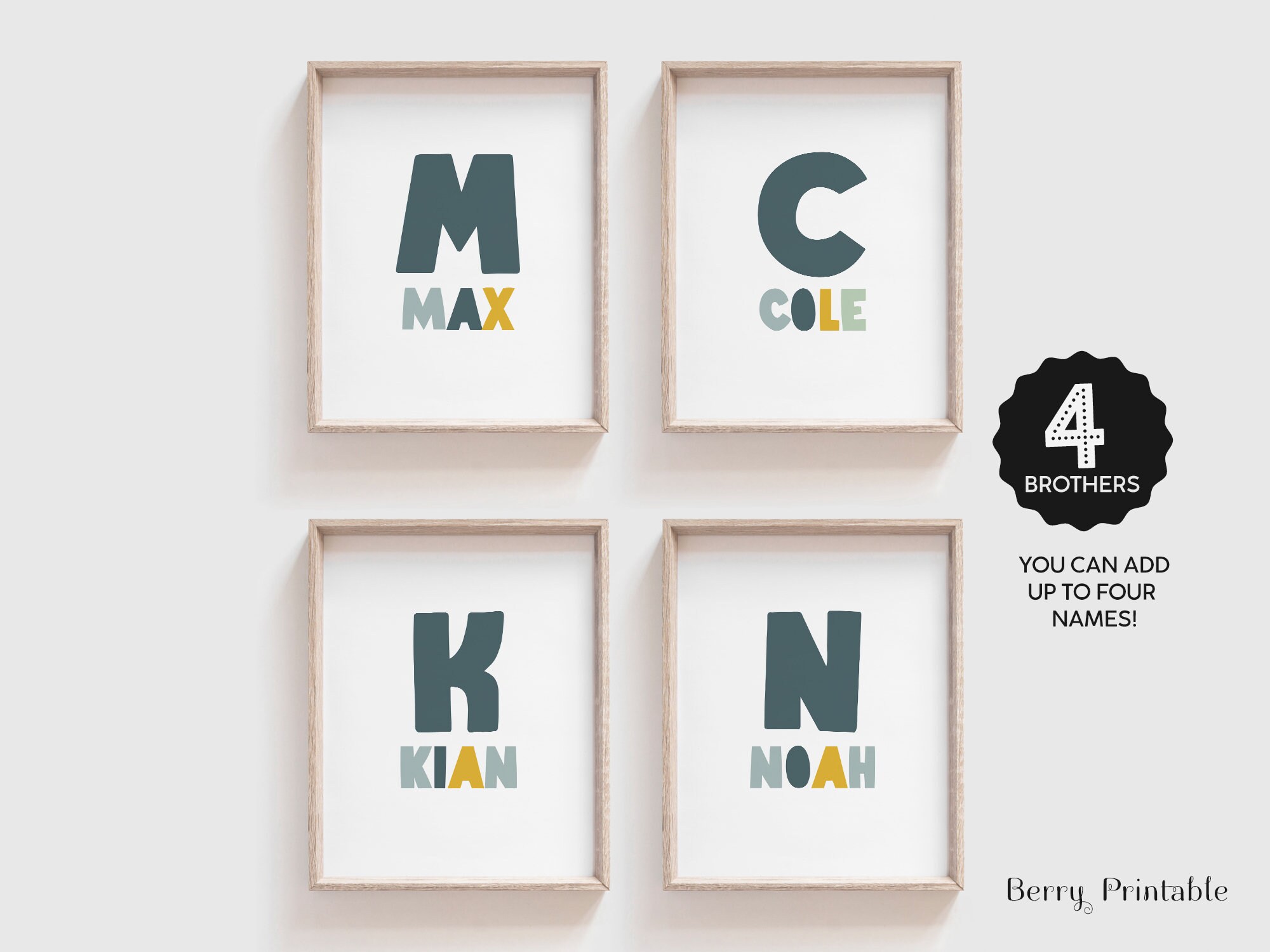 Brothers Are Best Friends Printable Set of 3 Custom Name - Etsy