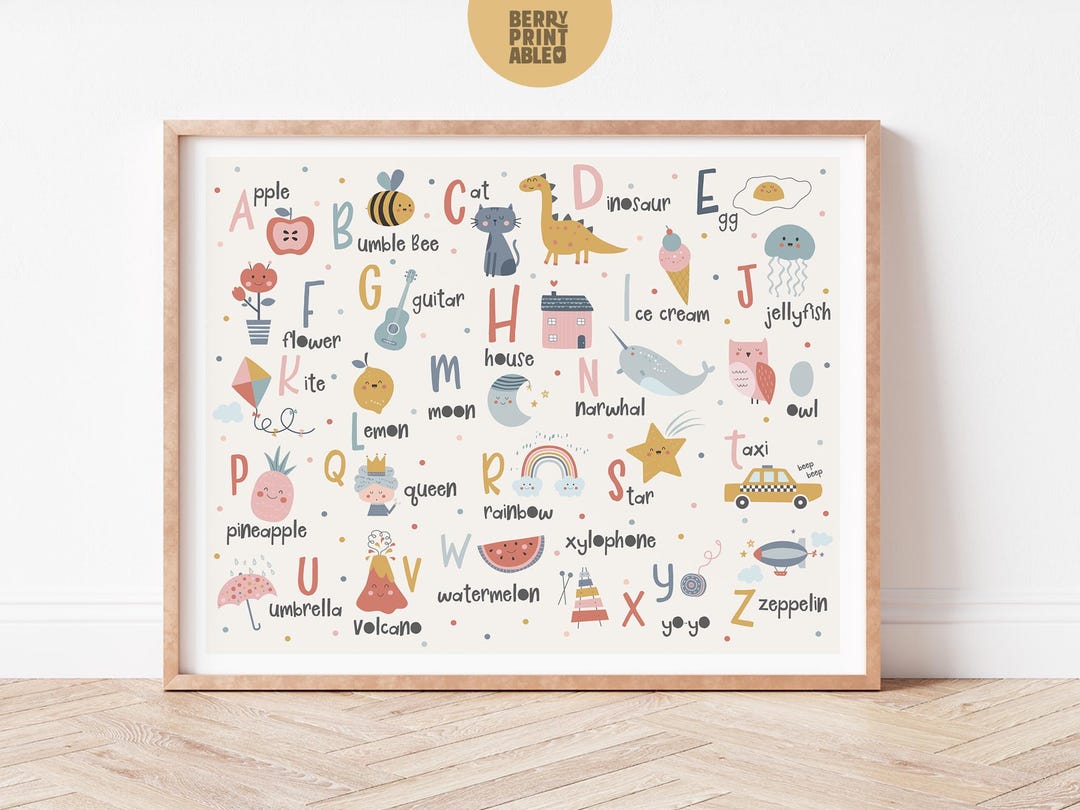 Alphabet Landscape Printable Wall Art, ABC Sign, Kids Room Poster ...