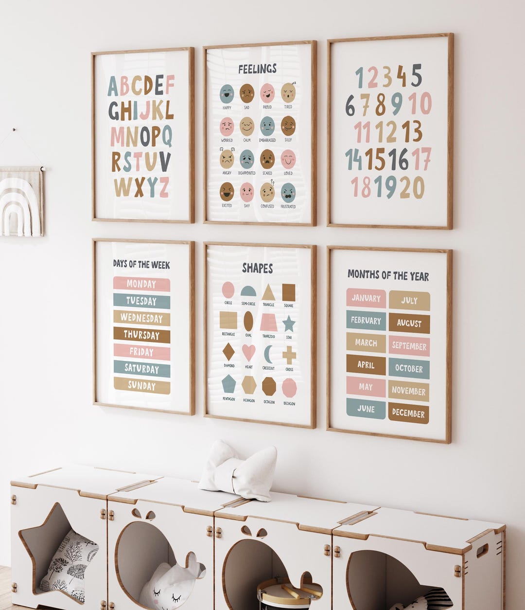 Neutral Classroom Decor Set of 6, Kids Playroom, My Feelings Poster ...