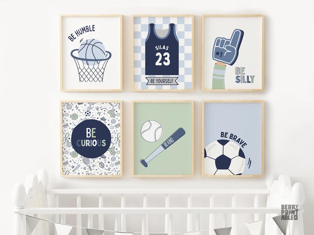 Sports Printable Set of 6, Personalized Jersey, Positive Reminders, Boy ...