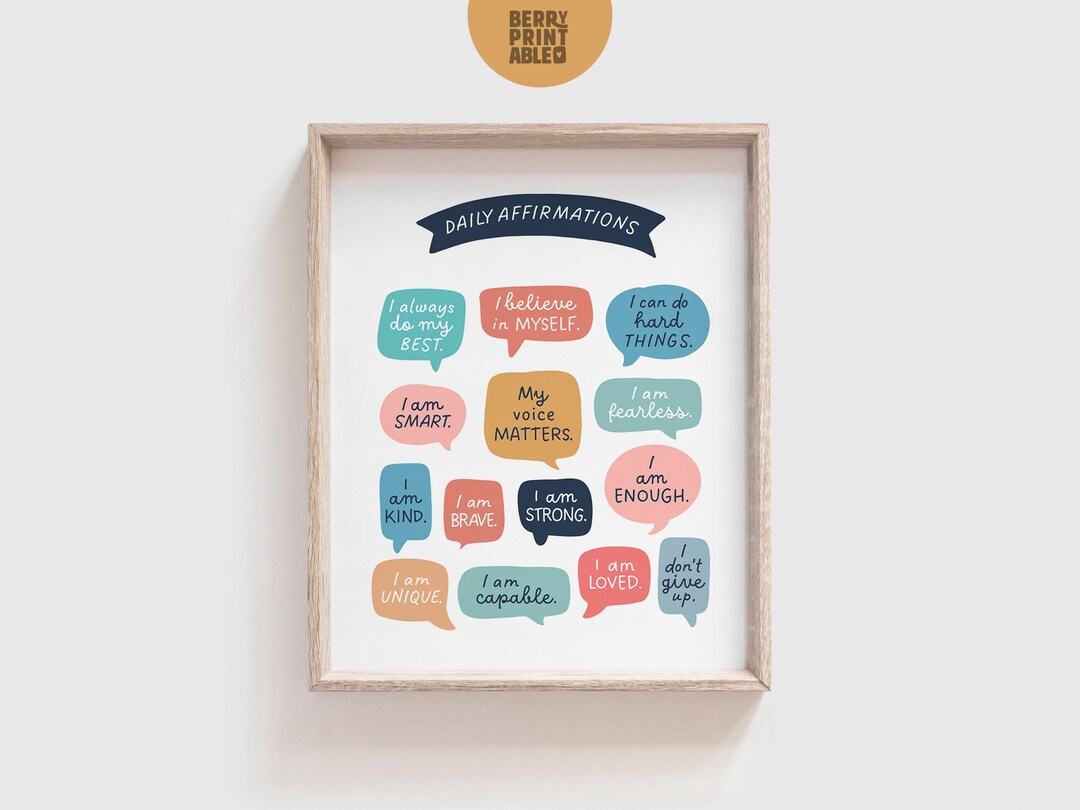 Positive Affirmations Wall Art, Children Printable Wall Art, I Am ...