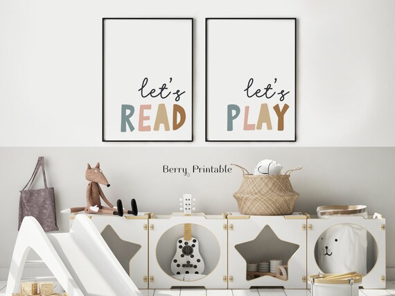 Playroom Printable Wall Art Kid Room Decor Let's Play - Etsy