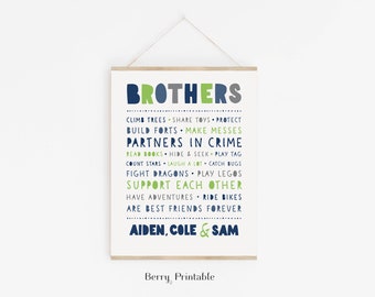 Brothers Definition Printable Wall Art Custom Name Poster | Etsy