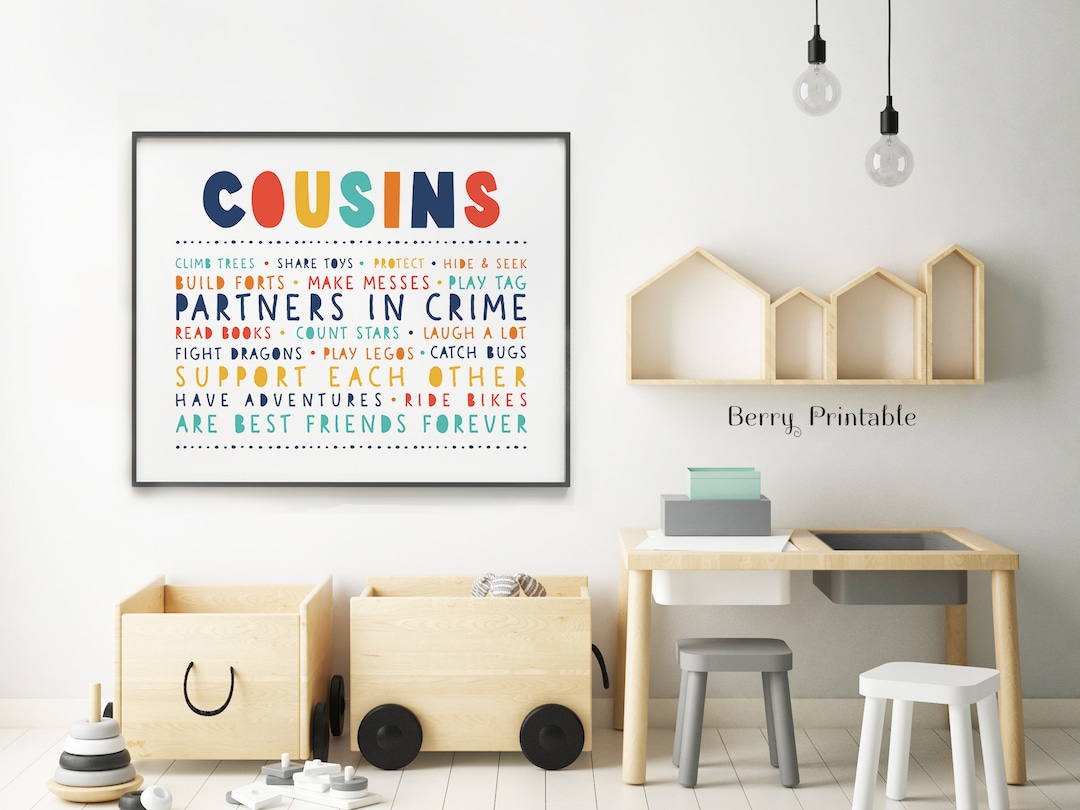 Cousins Room Decor, Shared Room Poster, Kids Room Wall Art, Colorful ...