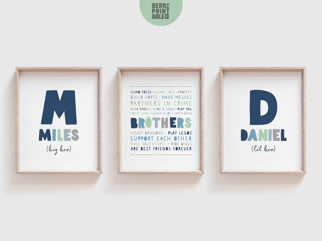 Brothers Printable Wall Art, Custom Name Poster, Lil Bro Big Bro Sign ...