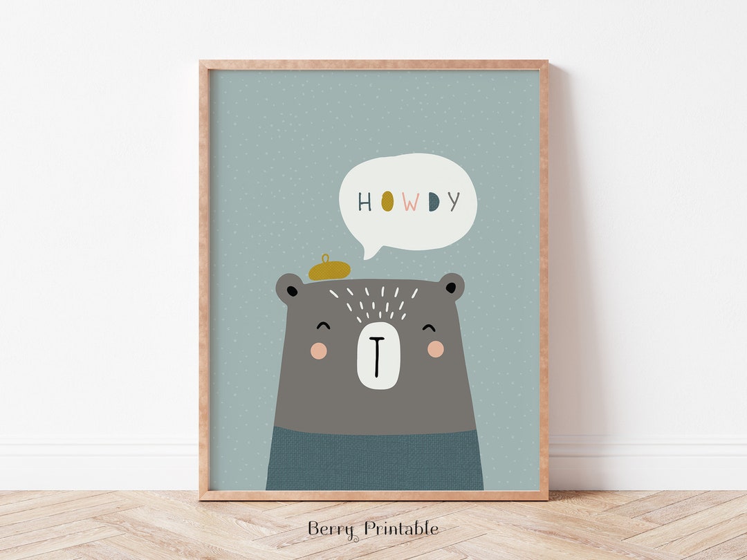 Bear Print - Nursery Poster - Kids Wall Art - Cute Printable Art ...