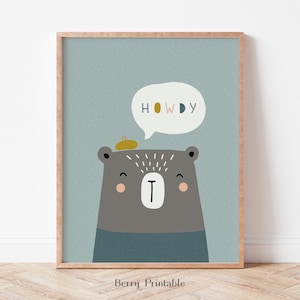 Bear Print - Nursery Poster - Kids Wall Art - Cute Printable Art ...