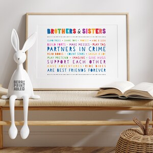 Brothers and Sisters Printable Sign, Shared Room Poster, Playroom Decor ...